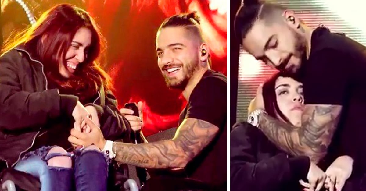 Maluma conquistó el corazón de una fan en silla de ruedas