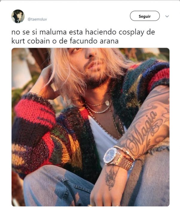 Comparan a Maluma con Kurt Cobain por su nuevo cabello rubio