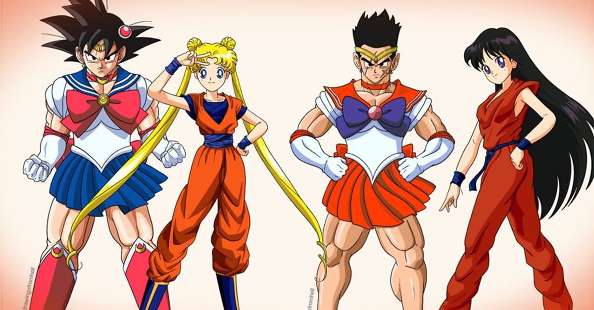 Ilustrador crea crossover con Dragon Ball y Sailor Moon