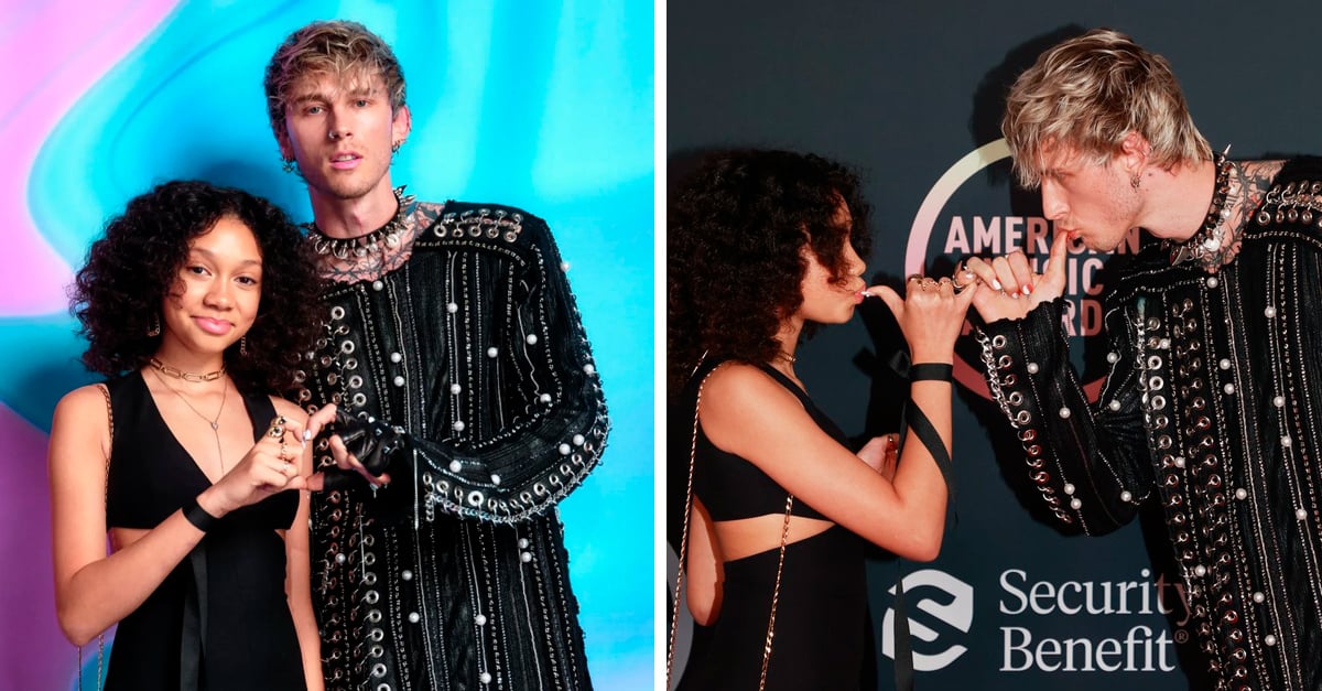 Machine Gun Kelly y su hija en la alfombra roja de los AMAs