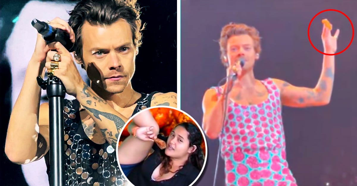 Arrojan nuggets de pollo a Harry Styles en pleno concierto