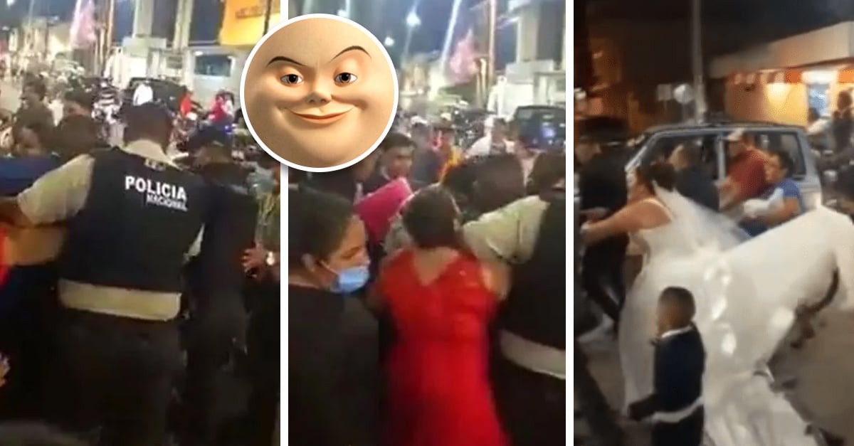 Invitado besa a novio frente a la esposa en plena boda