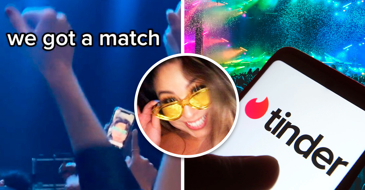 Girl uses Tinder in full concert; she gets help from the assistants and ...