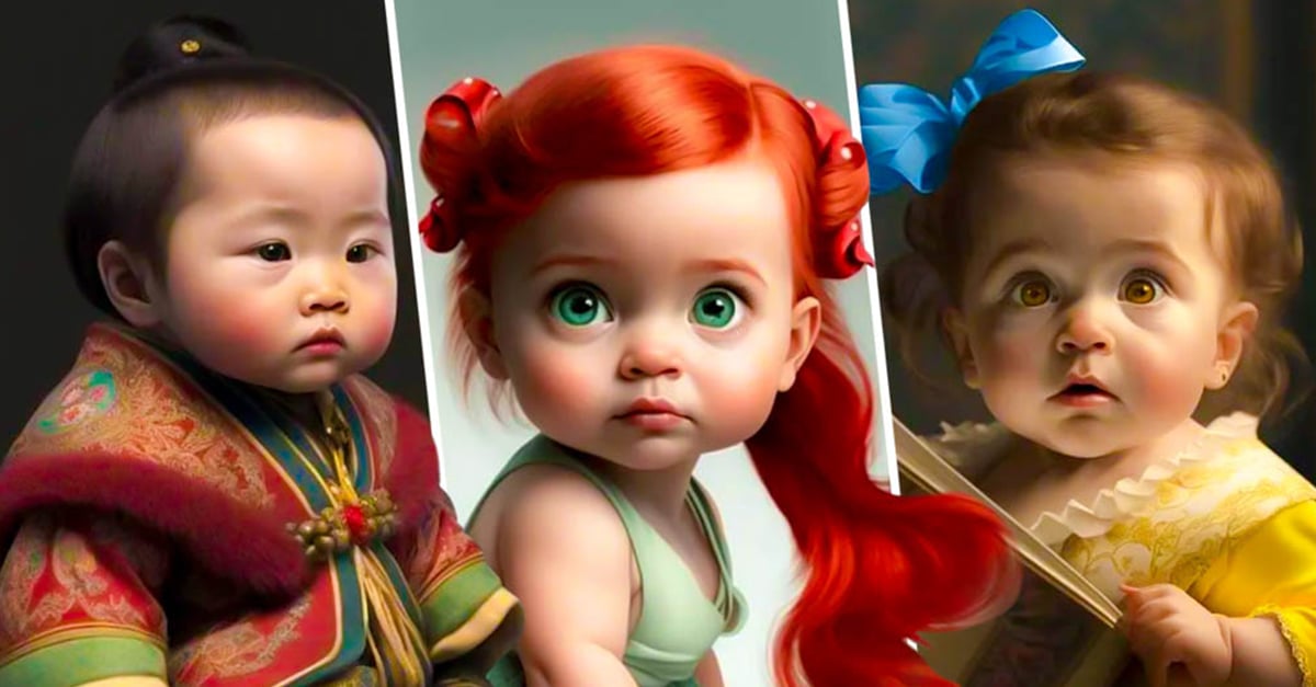 IA muestra a las princesas Disney si fueran bebés reales
