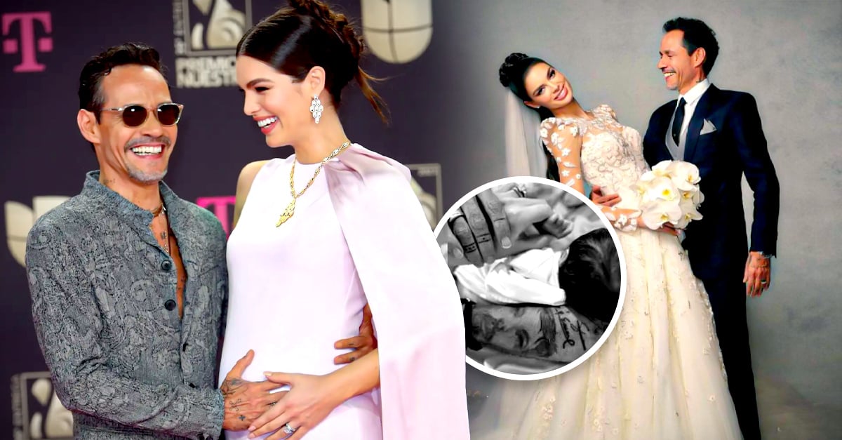 Marc Anthony y Nadia Ferreira en la primera foto con su bebé